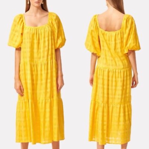 SOLID & STRIPED | Dresses | Solid Striped Vibrant Yellow Puff Sleeve ...
